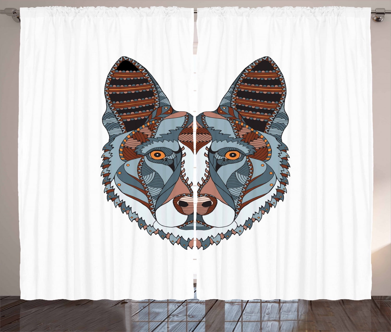 Ambesonne German Curtains 2 Panel Set, Colorful Shepherd Dog, 108" x ...