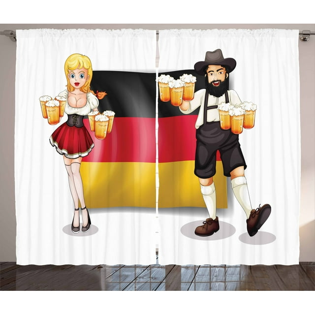 Ambesonne German Curtains 2 Panel Set, Traditional Man Woman, 108" x 90 ...