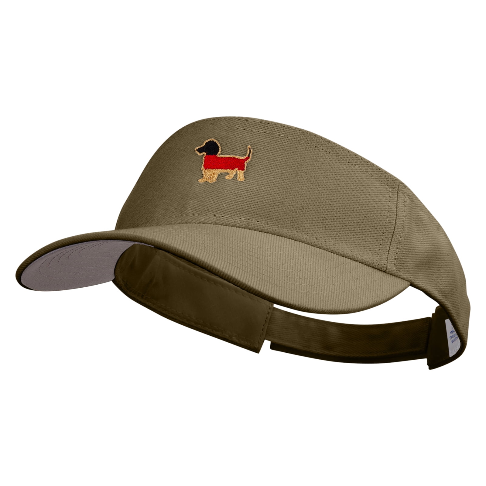 German Daschund Dog Embroidered Cotton Sports Visors - Khaki OSFM ...