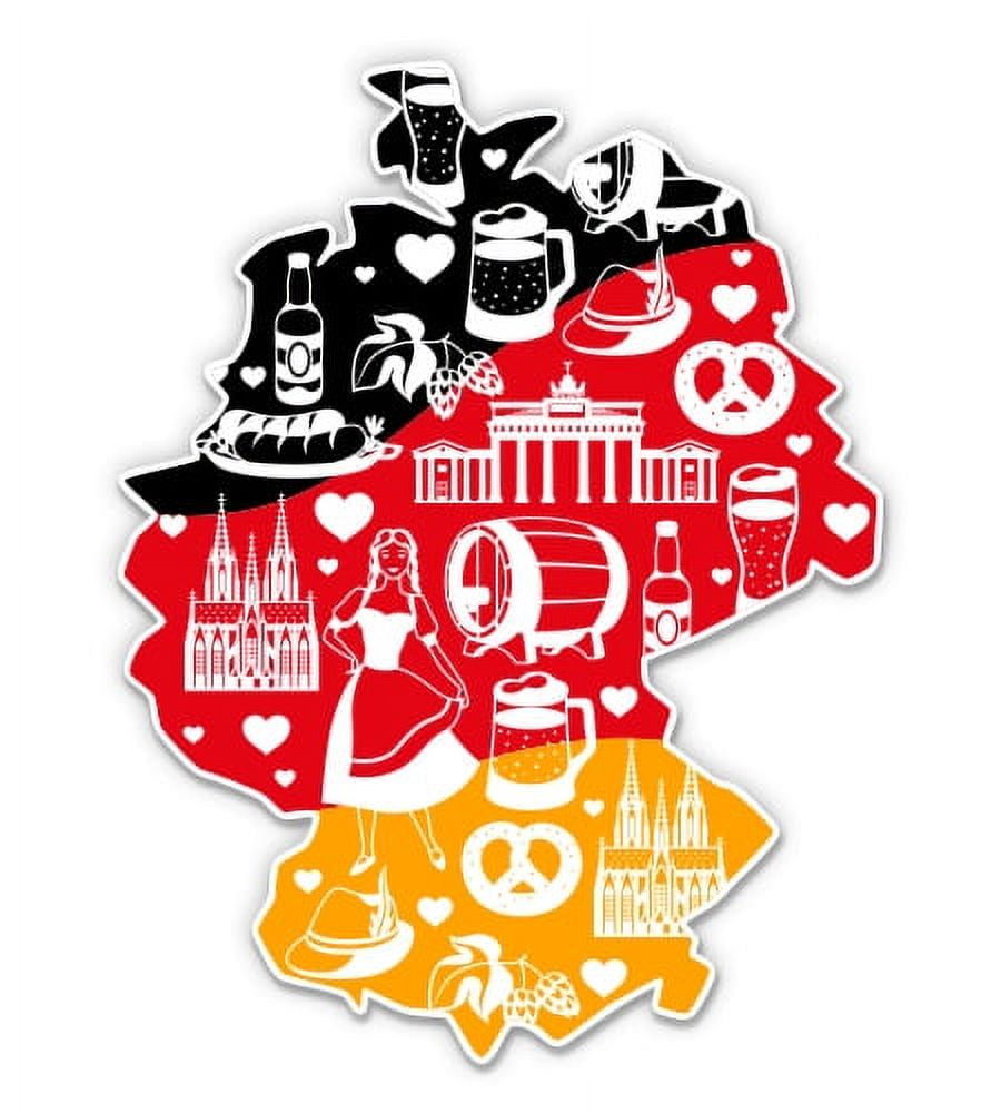German Elements Map Flag Germany Deutschland - 7" Vinyl Sticker - For ...