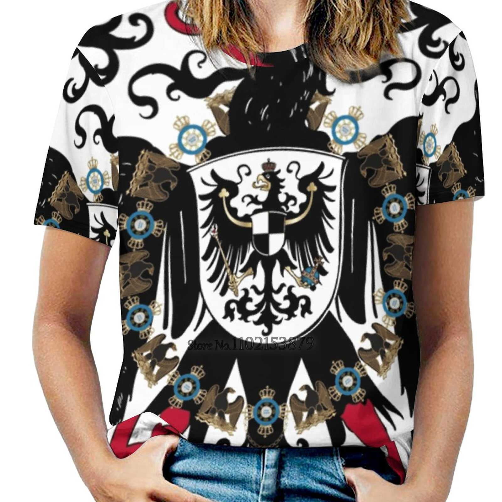 German Empire Eagle Women Print T-Shirt Summer Casual Tops Streetwear T ...