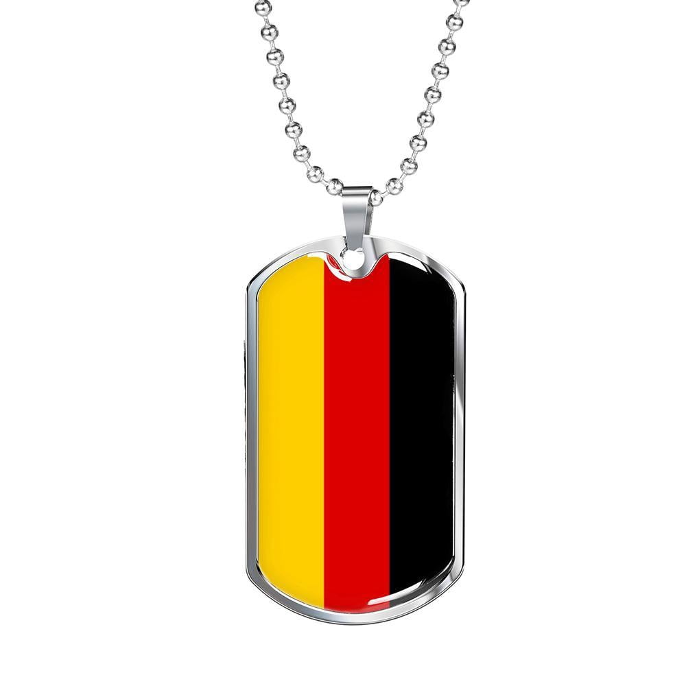Custom Made German Flag Pendant Jewelry Dog Tag Necklace, 24" Chain ...