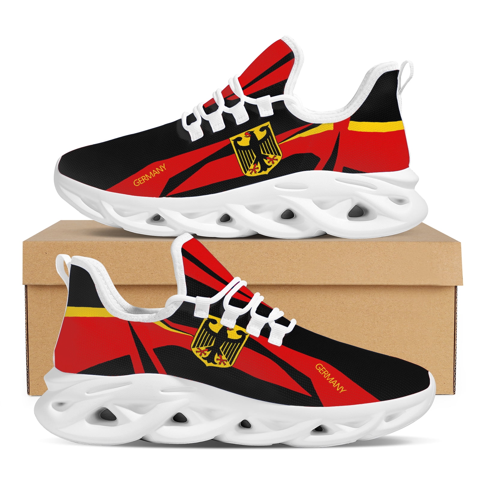 German Flag Print Autumn Winter Lace-Up Flat Shoes Outdoor Breathable ...