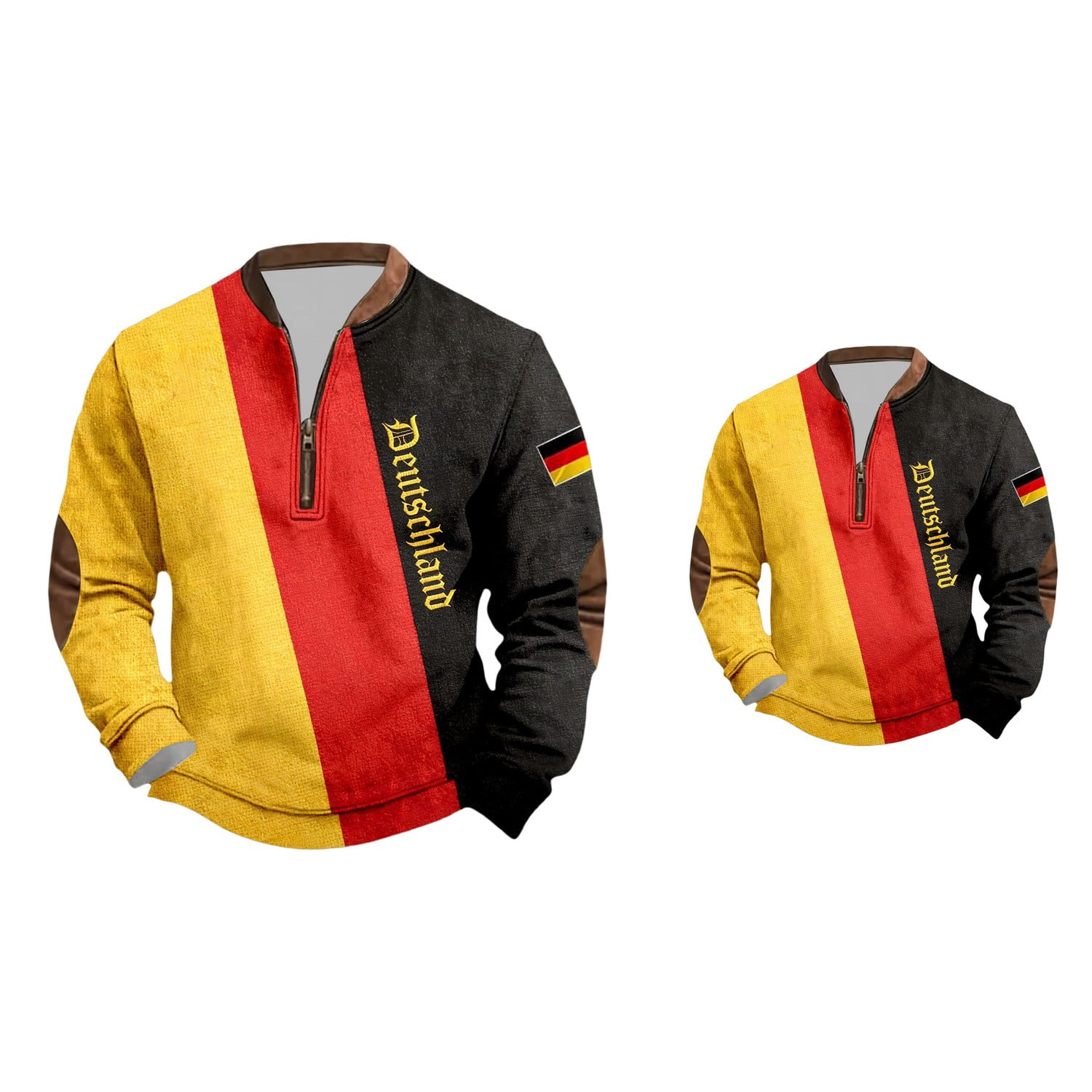 German Flag Print Men's Fleece Sweatshirt, Loose Fit Long Sleeve ...