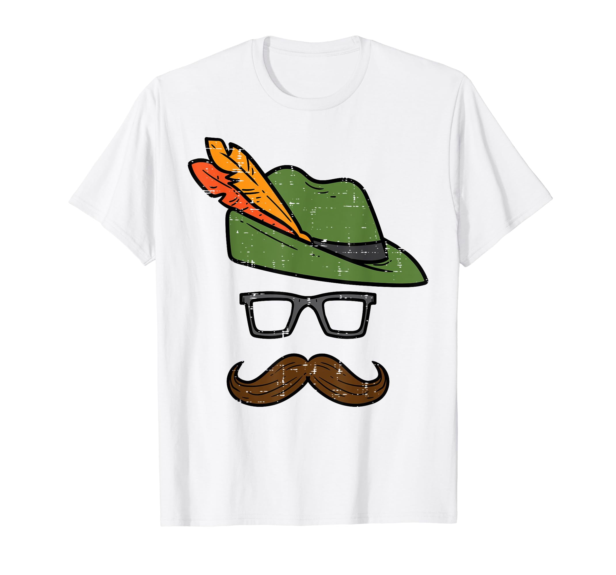 German Hat Mustache Costume Bavaria Oktoberfest Men Boy White T-Shirt ...