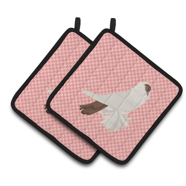 German Helmet Pigeon Pink Check Pair of Pot Holders - Pink - Walmart.com