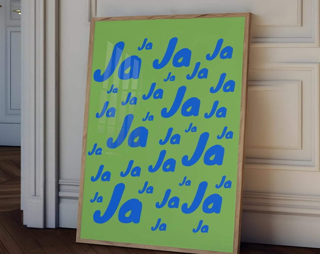 German "Ja" Quote Print, Yes Poster, Germany Gift Wall Art, Modern Wall ...