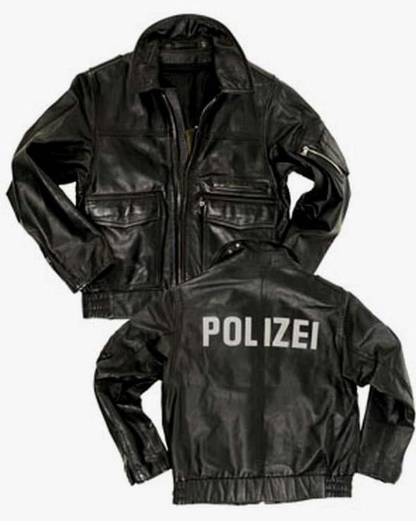 German Leather Police Jacket Deutsch Polizei Lederjacke - Walmart.com