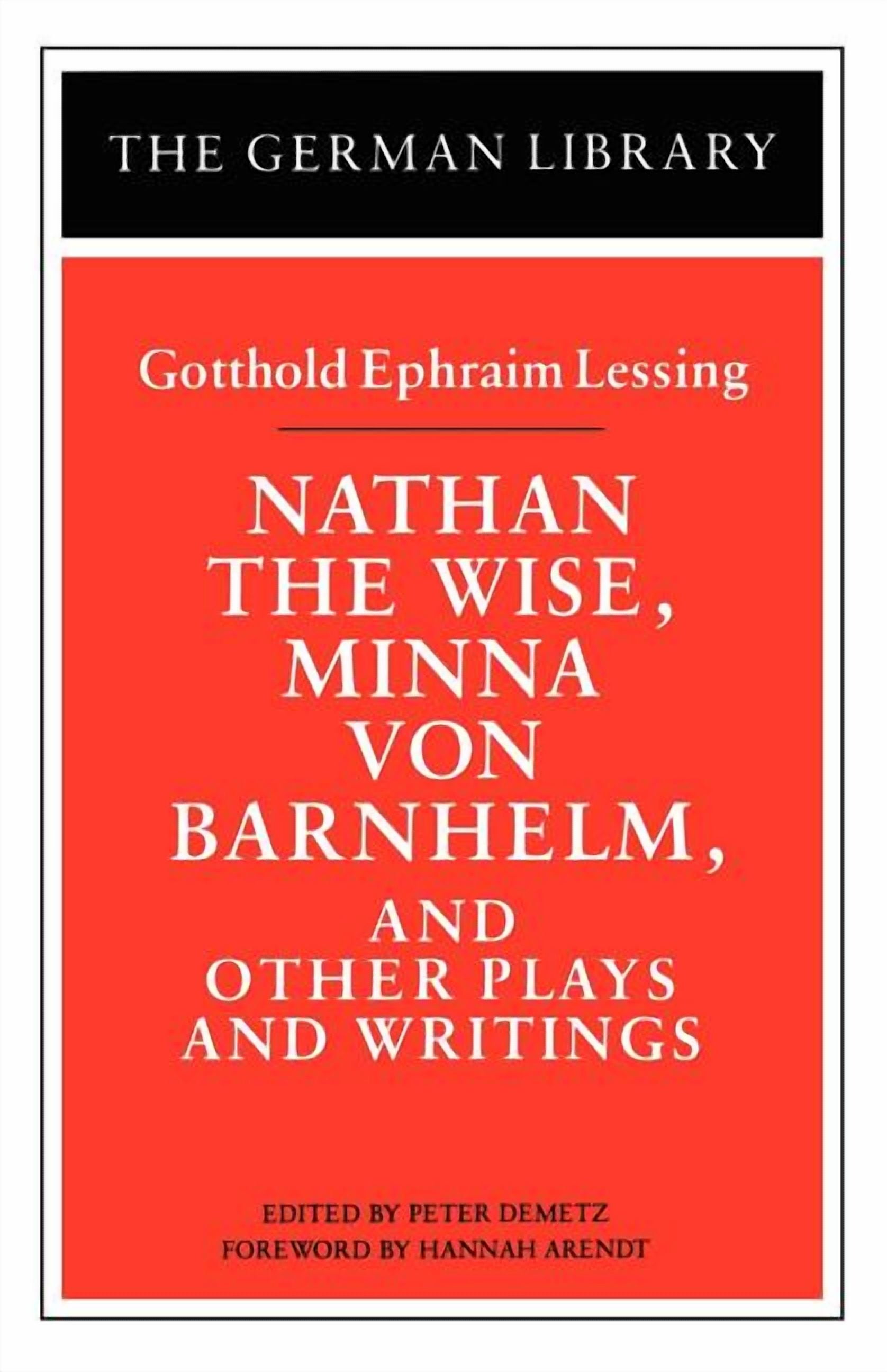German Library Nathan the Wise, Minna Von Barnhelm, and Other Plays and ...