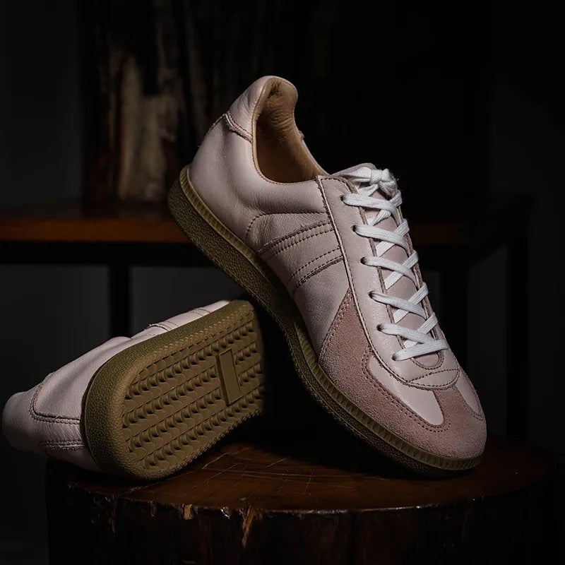 German Military Trainer Shoes Cowhide Sneakers GAT Classic Genuine Leather White Shoes for Men ...