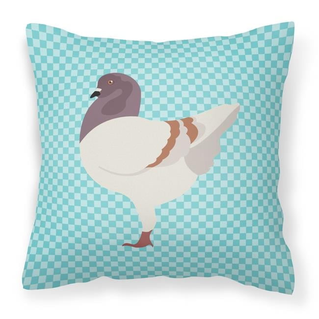 German Modena Pigeon Blue Check Fabric Decorative Pillow - 14 x 14 in ...
