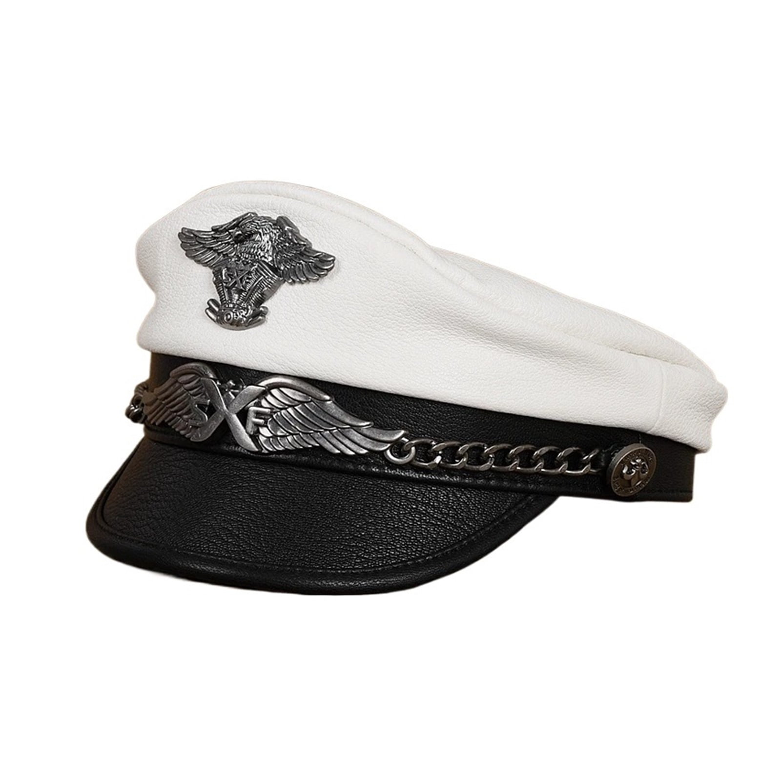 German Navy Hat For Men Unisex Genuine Leather Retro Locomotive Caps ...