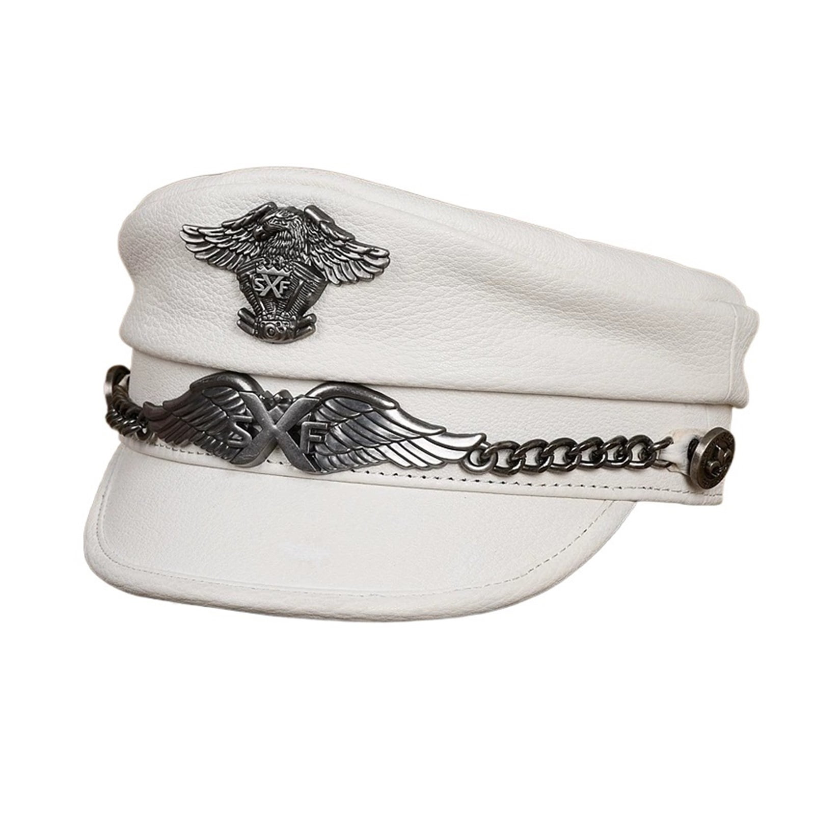 German Navy Hat For Men Unisex Genuine Leather Retro Locomotive Caps ...