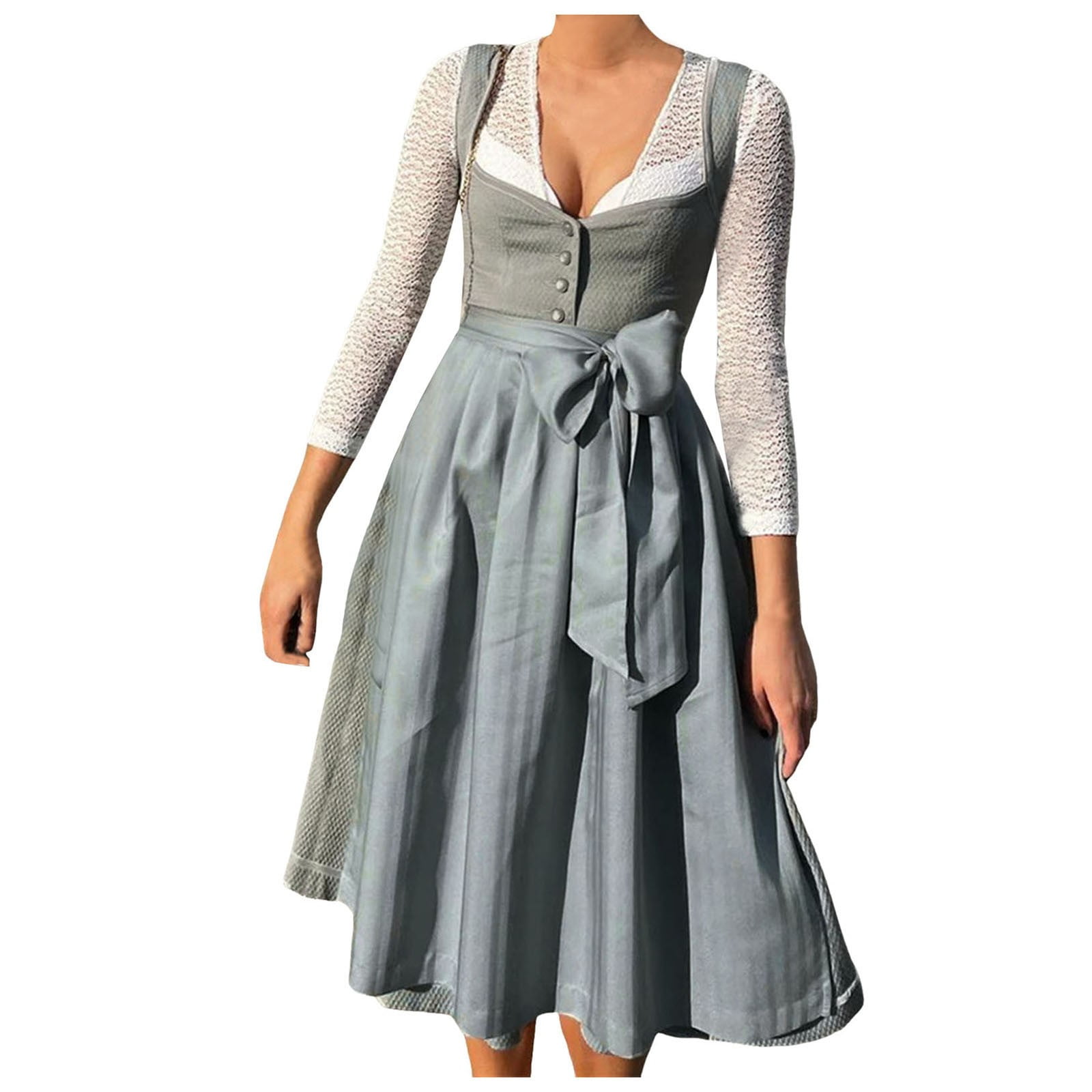 German Oktoberfest Dirndl Dress Traditional Bavarian Women Elegant Lace ...