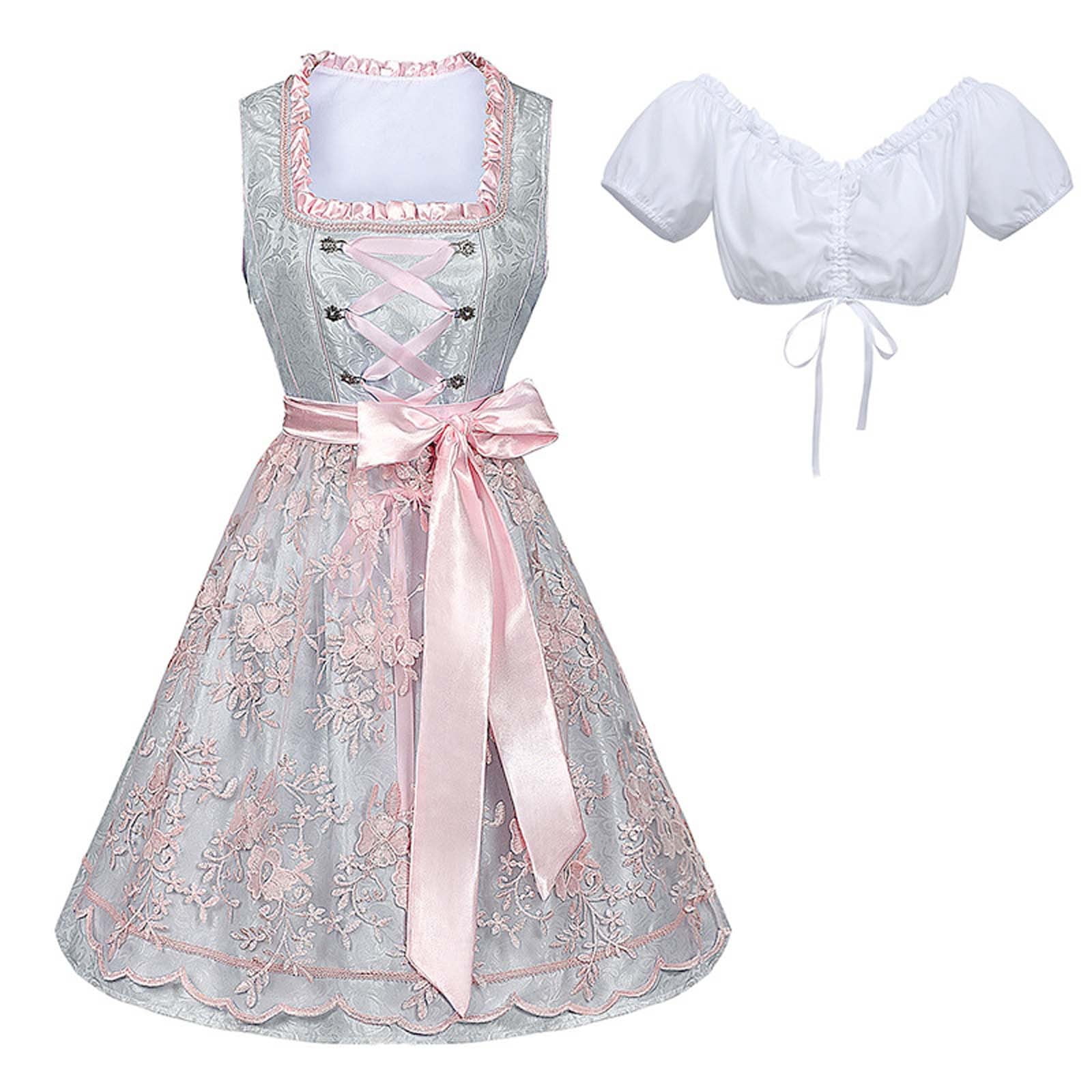 German Oktoberfest Dirndl Dress Women Bavarian Traditional Elegant Lace ...