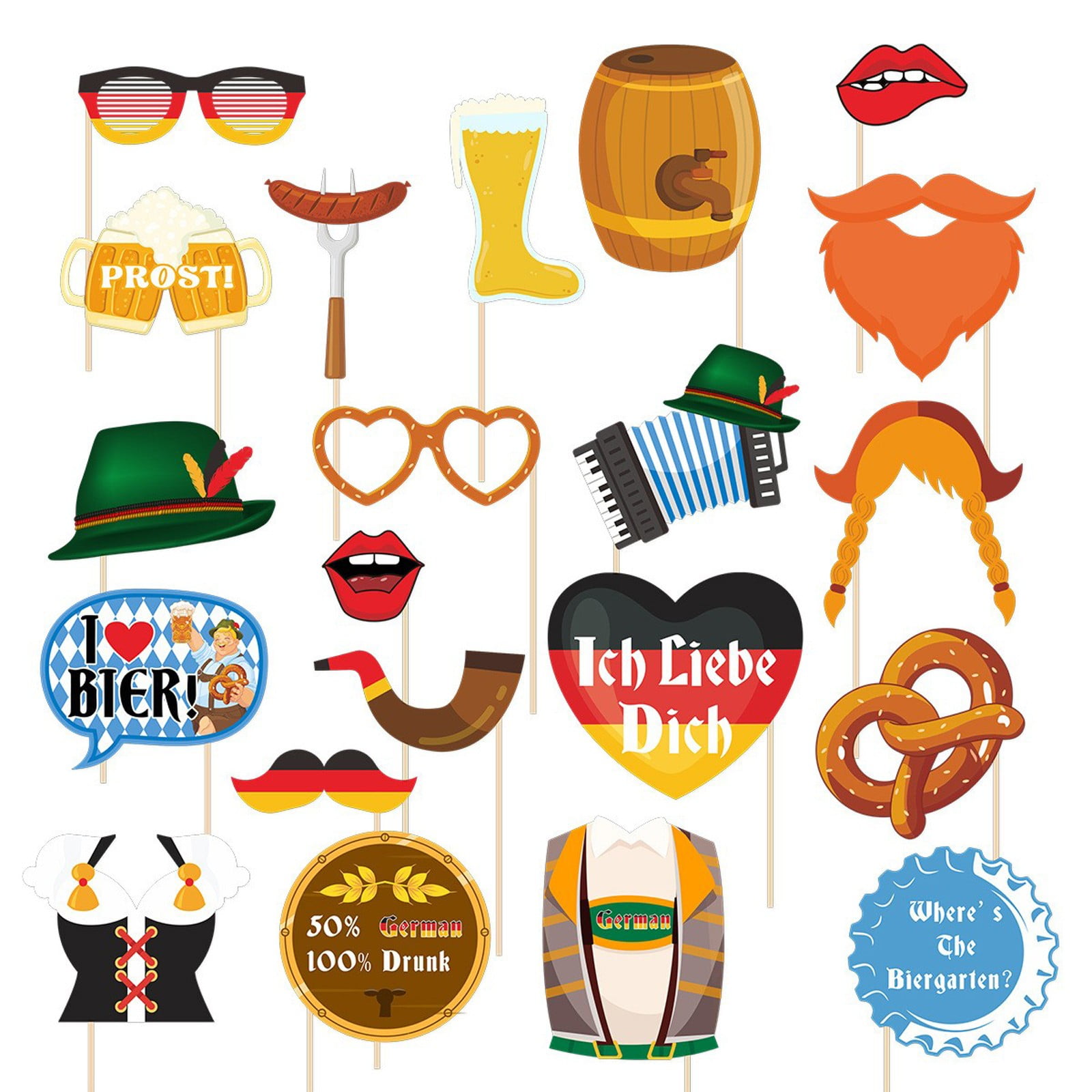 German Photo Booth Pops, Oktoberfest Photo Props Funny German Festival ...