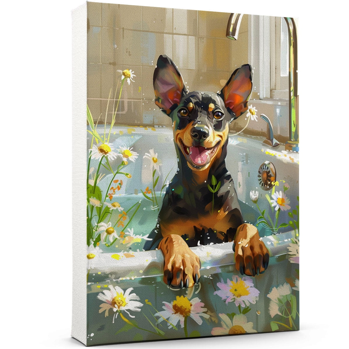 German Pinscher Dog Bathroom Decor - Funny Bathroom Decor Wall Art, Dog ...