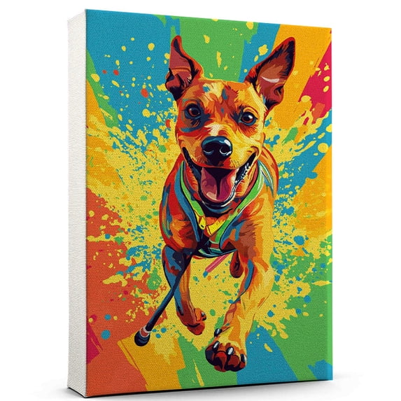 German Pinscher Dog Lacrosse Art Stretched Canvas Size 8x12 – German ...