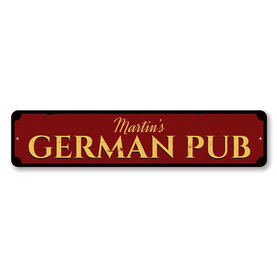 German Pub Sign Bartender Name Bar Sign Metal Wall Decor Size: 4 x 16 ...