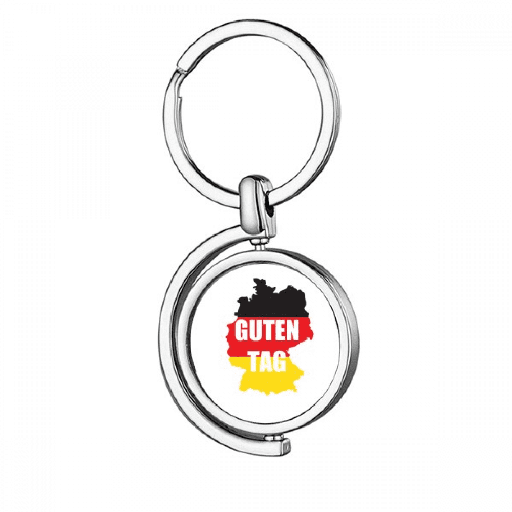 German Salutation Hello Map Outline Rotating Keychain Metal Keyring ...