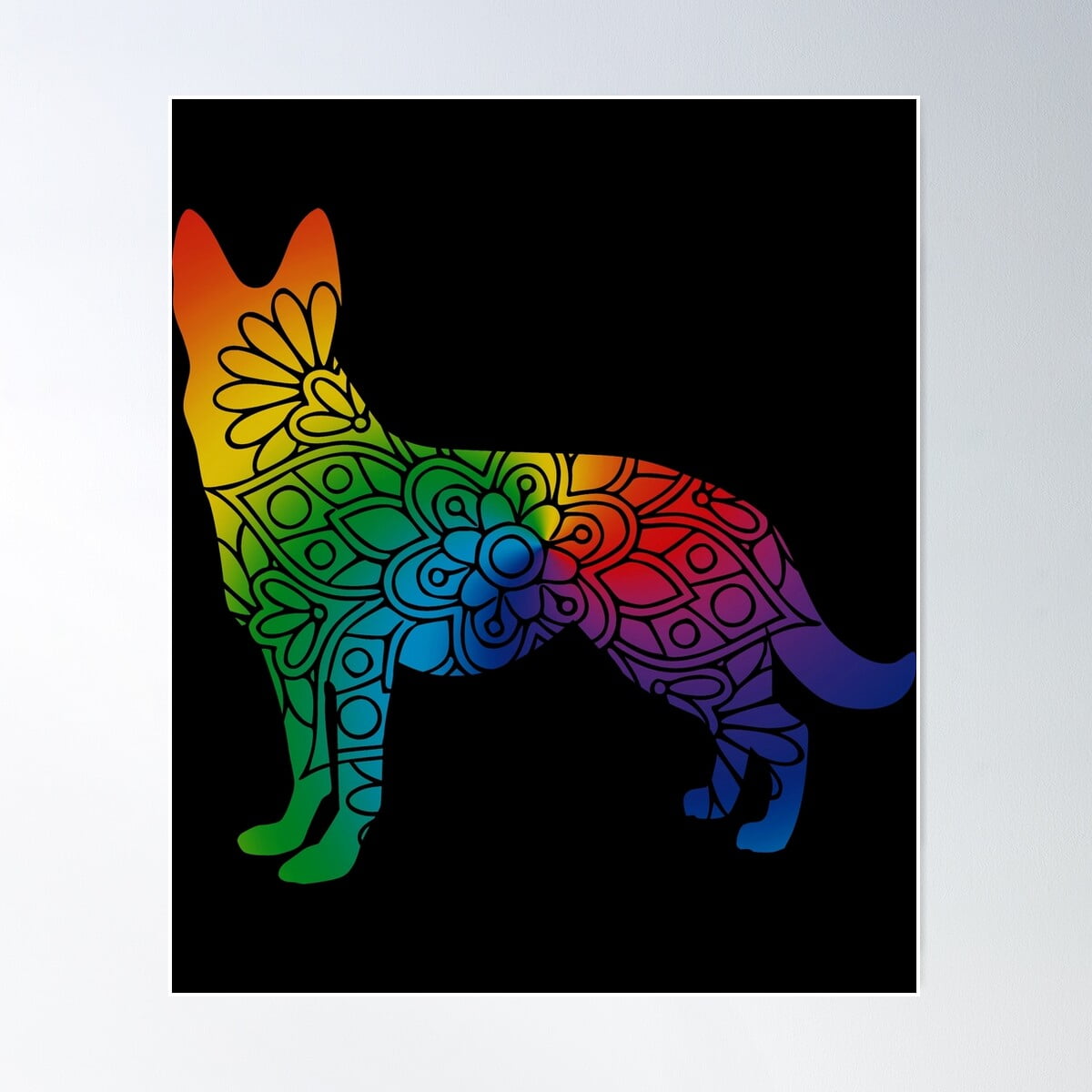 German Shepard Warm Colors Poster Wall Art, Modern Wall Decor For ...