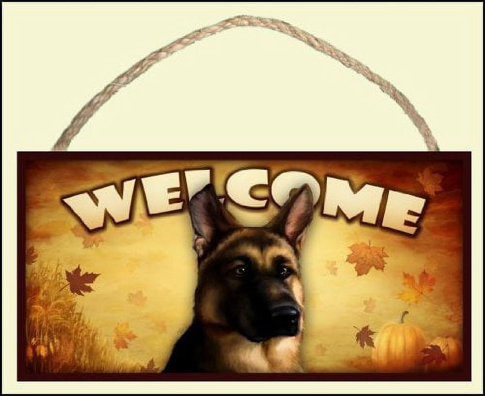 German Shepherd 10"x5" Fall / Autumn Season Welcome Sign Featuring the ...