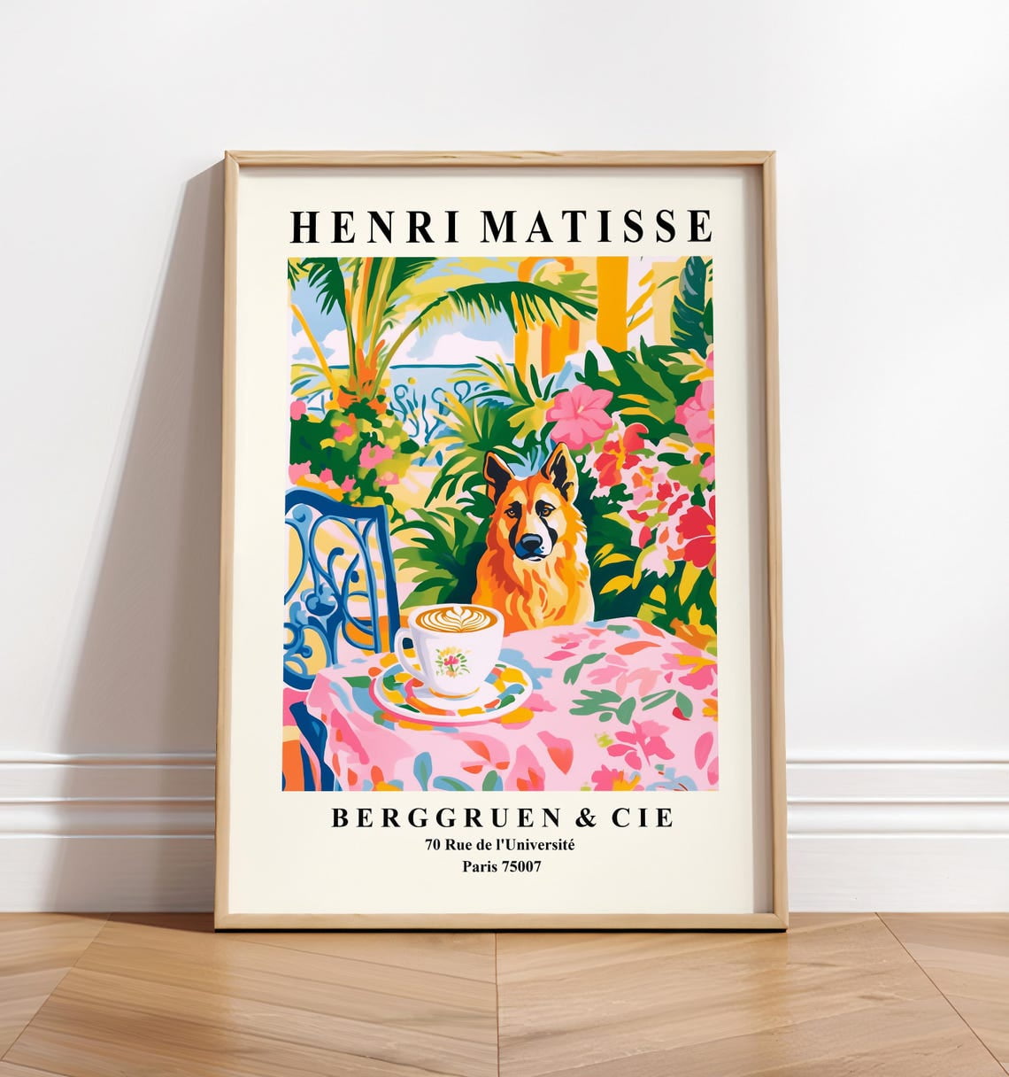 German Shepherd Art Print, Coffee Poster, Funny Dog Print, Henri Matisse Print, Dopamine Decor ...
