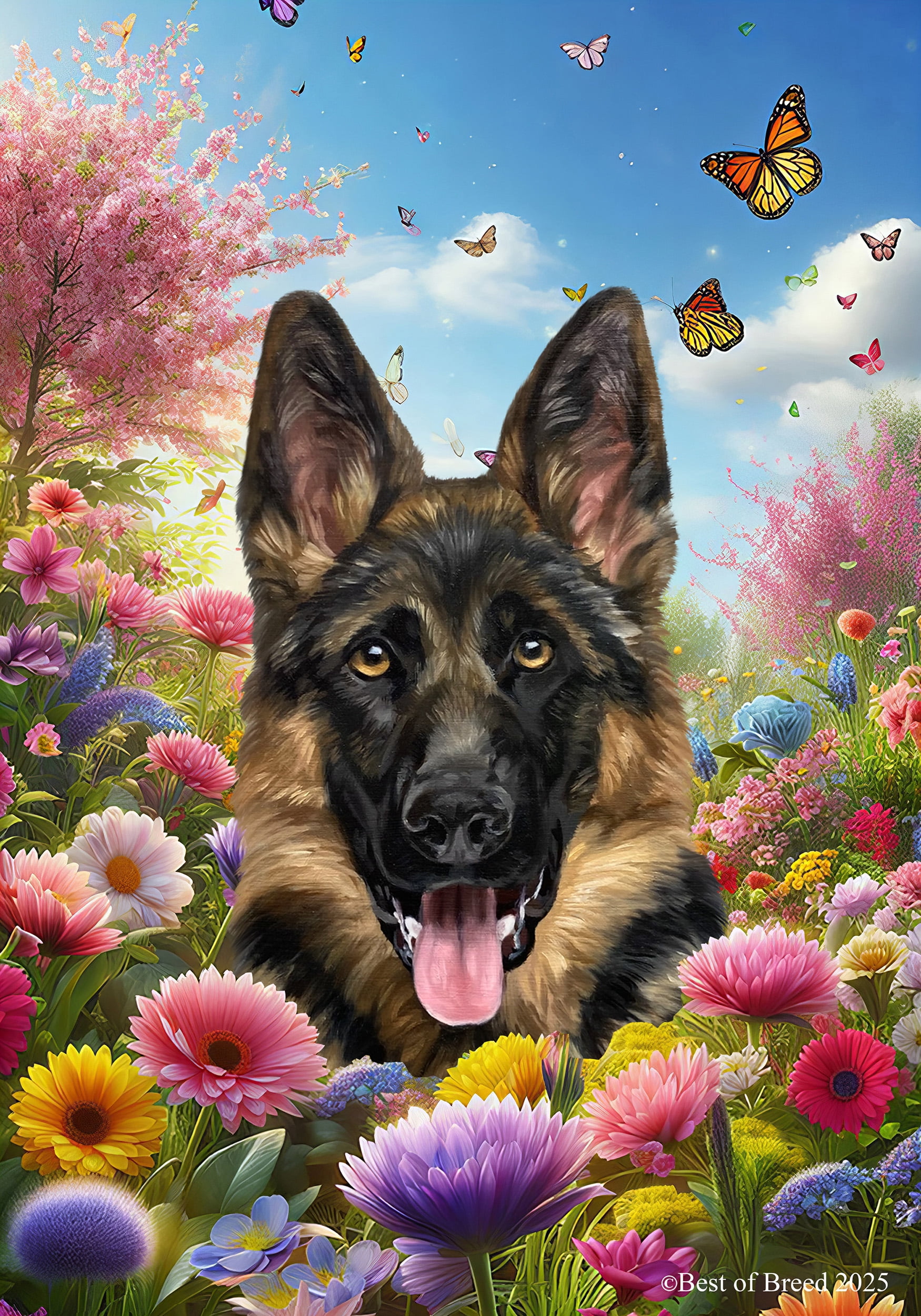 German Shepherd - Best of Breed Spring Butterfly Outdoor Garden Flag 12 ...