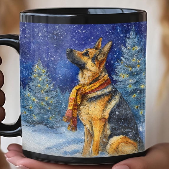 German Shepherd Christmas Mug Gift, Festive Dog Coffee Cup, Holiday Tea ...