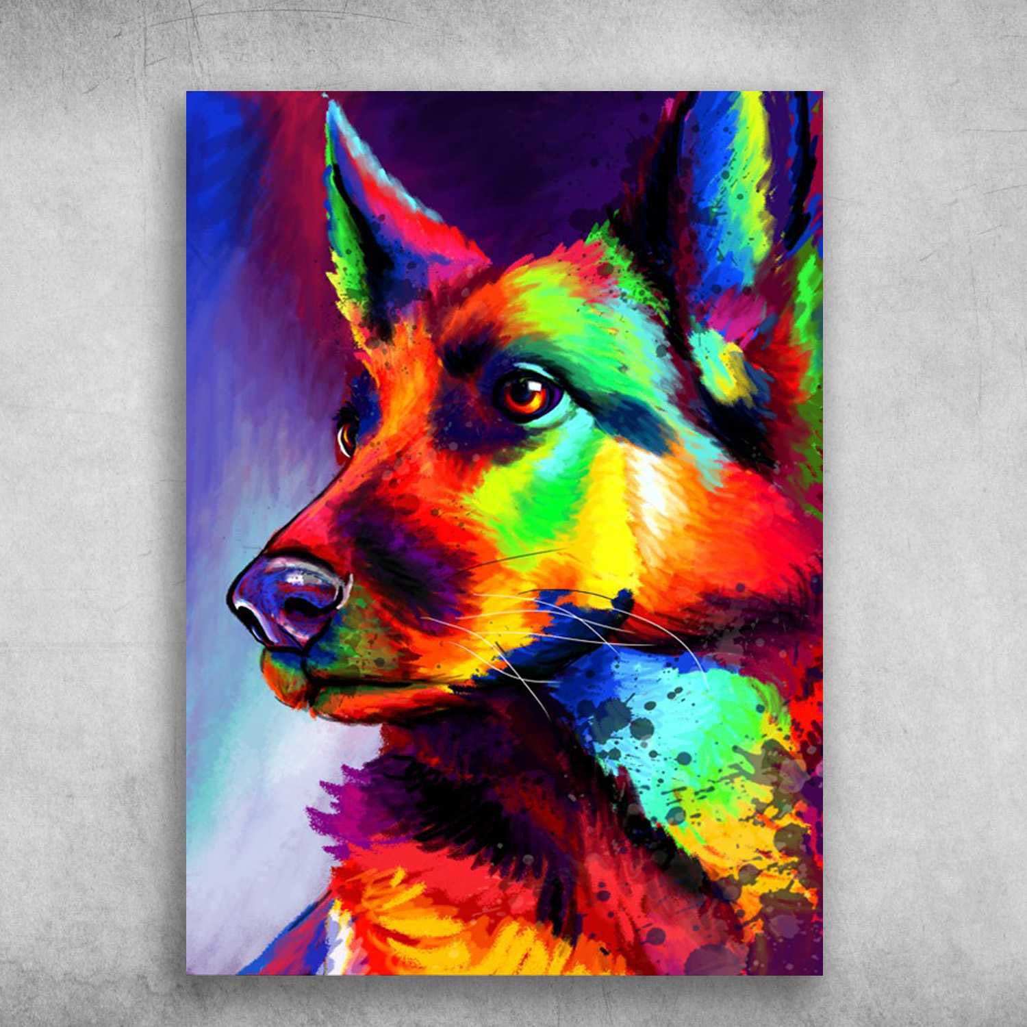 German Shepherd, Colorful Dog Poster 16 x 24 Inch Poster - Walmart.com