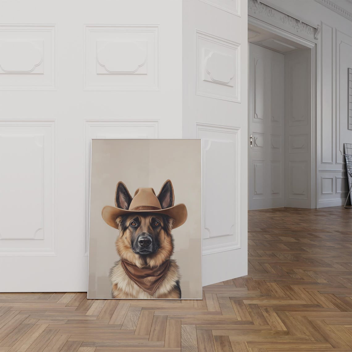 German Shepherd Cowboy Hat Print, German Shepherd Neutral Aesthetic ...