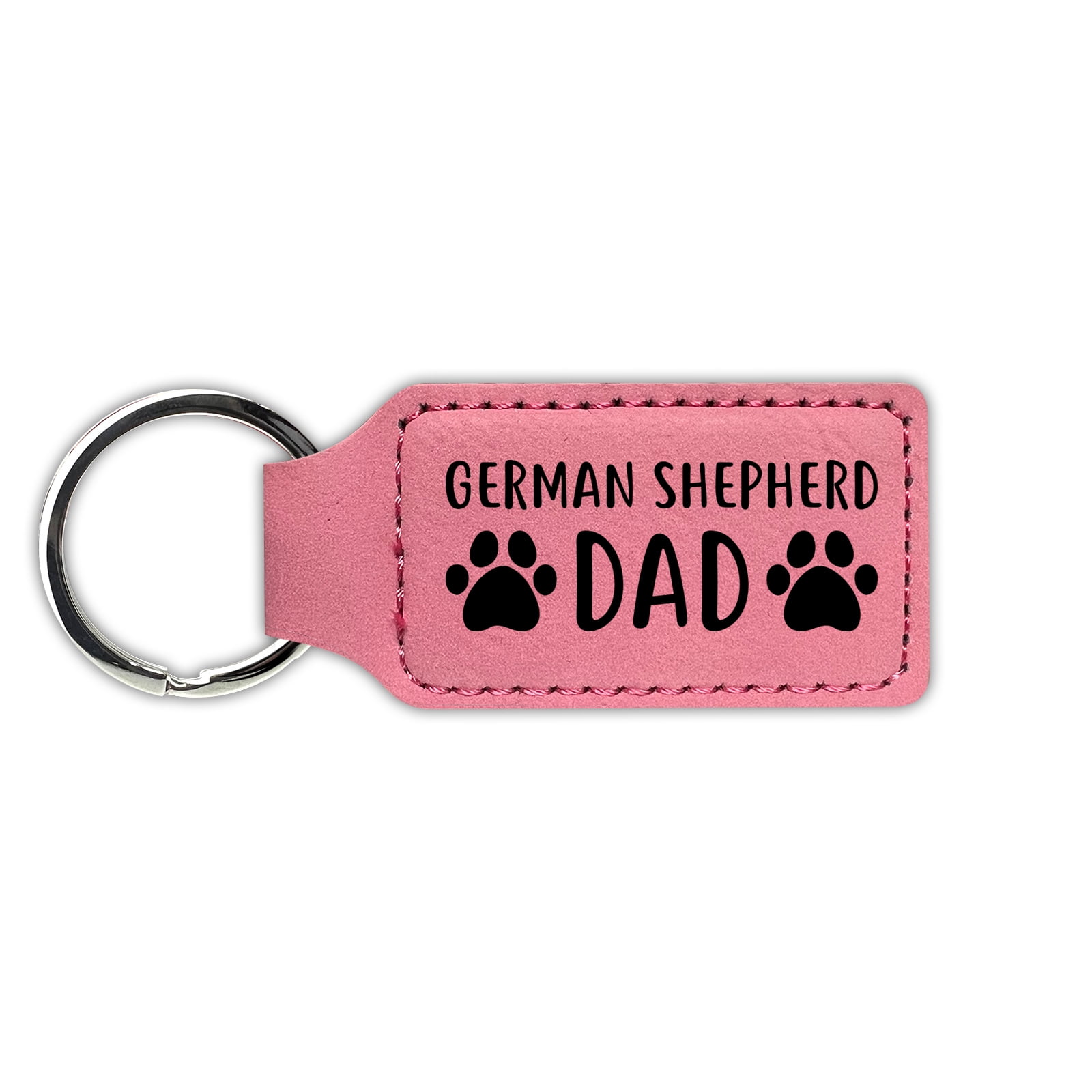 German Shepherd Dad Keychain Leatherette Rectangle - Laser Engraved ...