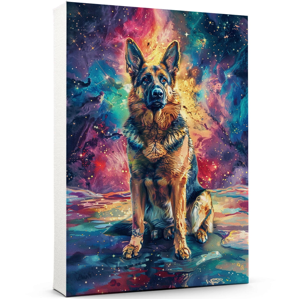 German Shepherd Dog Art Starry Night-Inspired - Contemporary Abstract ...