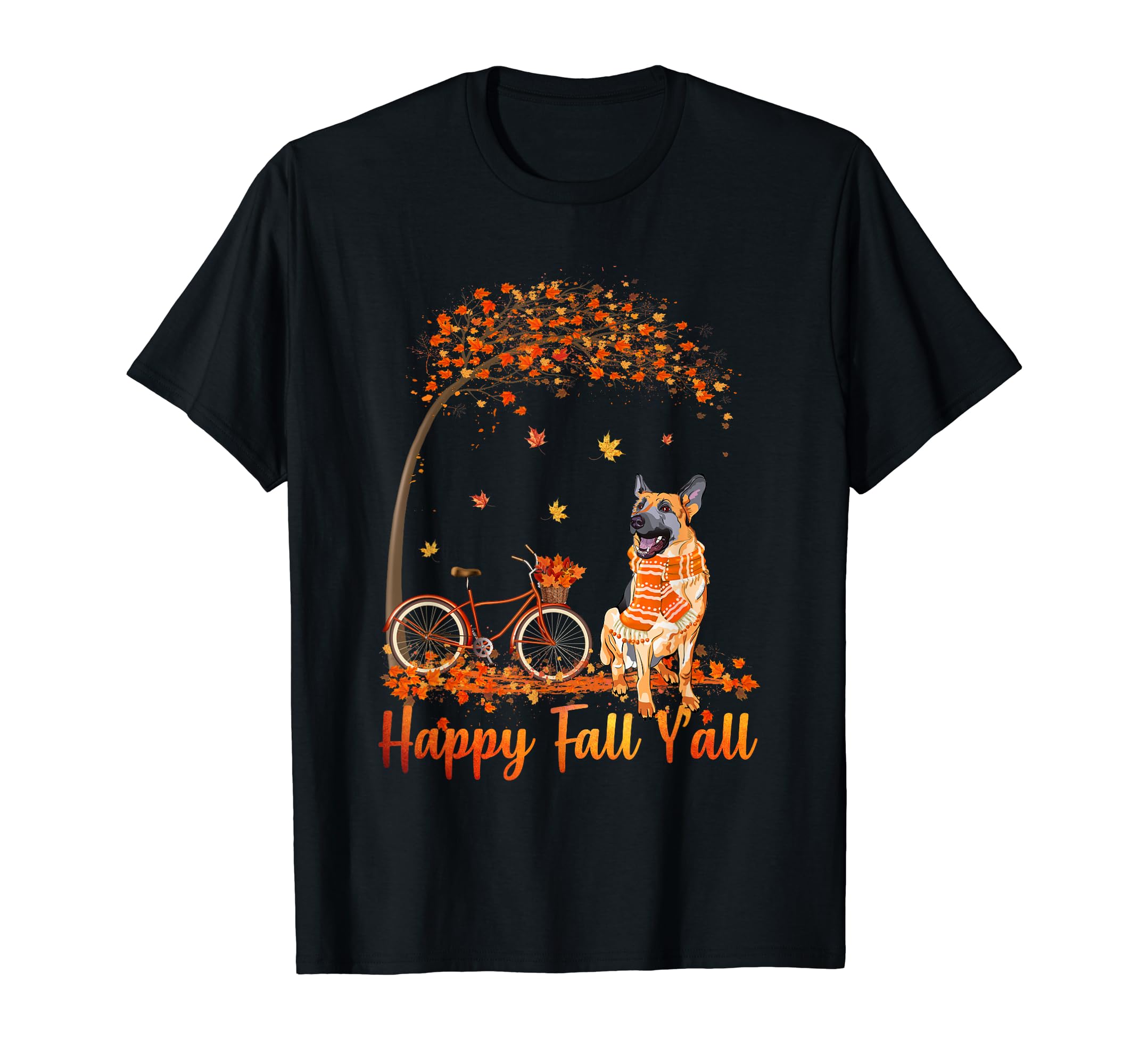 German Shepherd Dog Autumn Pumpkin Truck Mappe Thanksgiving Black T ...