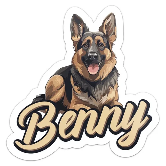 German Shepherd Dog Benny Sticker Phone Decal Water Bottle Stickers Car ...
