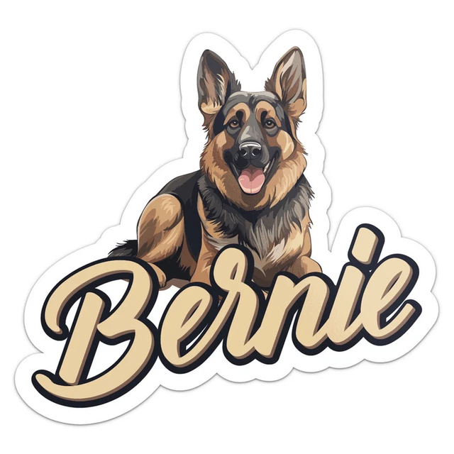 German Shepherd Dog Bernie Sticker Phone Decal Water Bottle Stickers ...