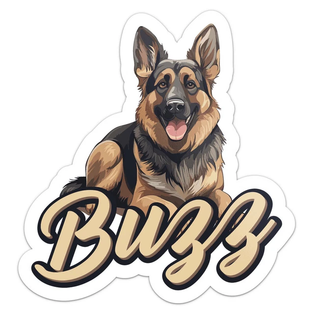 German Shepherd Dog Buzz Sticker Phone Decal Water Bottle Stickers Car ...