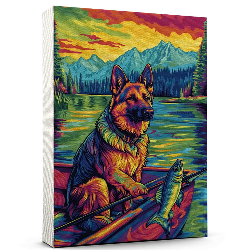German Shepherd Dog Canvas Fishing Canvas – Cute German Shepherd Canvas ...