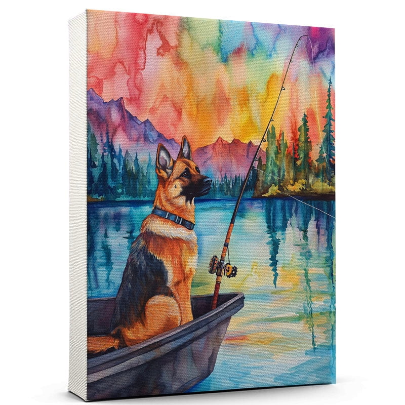 German Shepherd Dog Canvas Fishing Canvas – Funny German Shepherd Dog ...