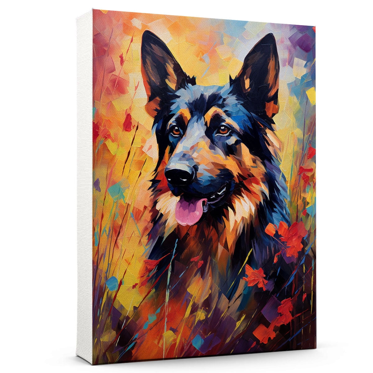 German Shepherd Dog Canvas Starry Night Van Gogh Canvas for Living Room ...