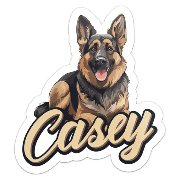 German Shepherd Dog Casey Sticker Phone Decal Water Bottle Stickers Car ...