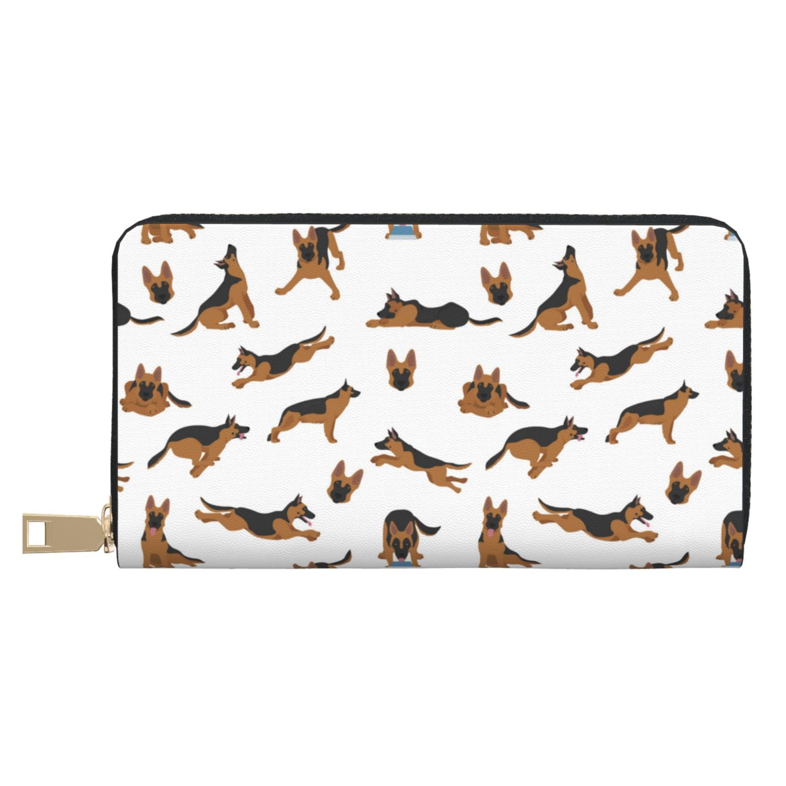 German Shepherd Dog Cheerful Wallet Women, Leather Bifold Multi Card ...