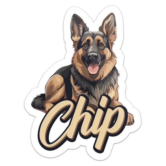 German Shepherd Dog Chip Sticker Phone Decal Water Bottle Stickers Car ...