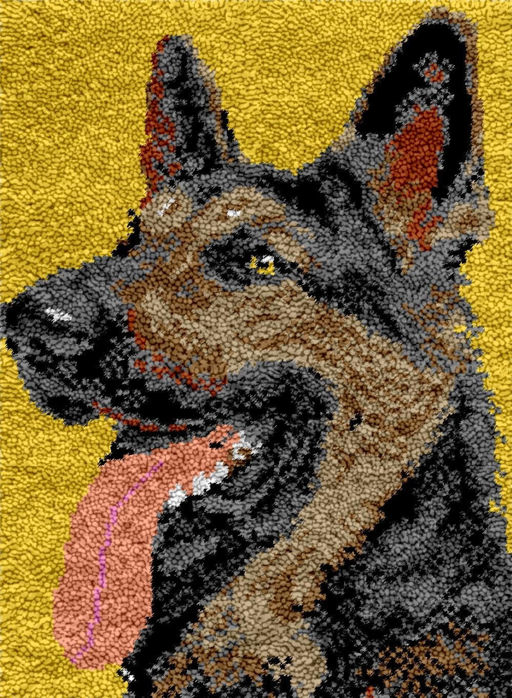 German Shepherd Dog DIY Latch Hook Rug Kit Easy for Beginner Carpet ...