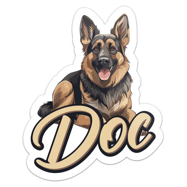 German Shepherd Dog Doc Sticker Phone Decal Water Bottle Stickers Car Decals, Laptop Sticker ...