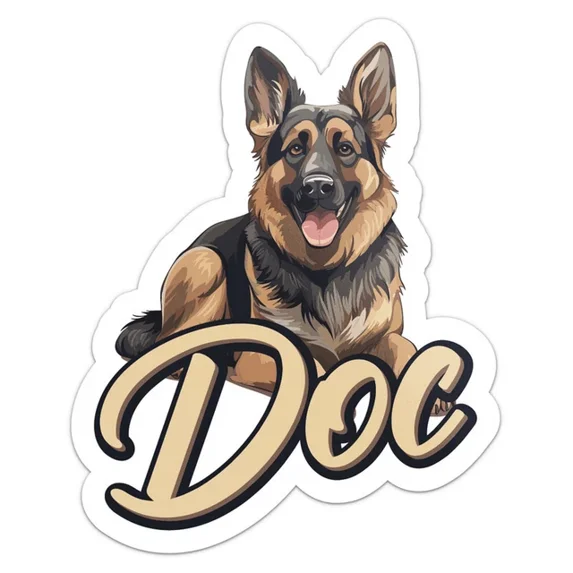 German Shepherd Dog Doc Sticker Phone Decal Water Bottle Stickers Car ...