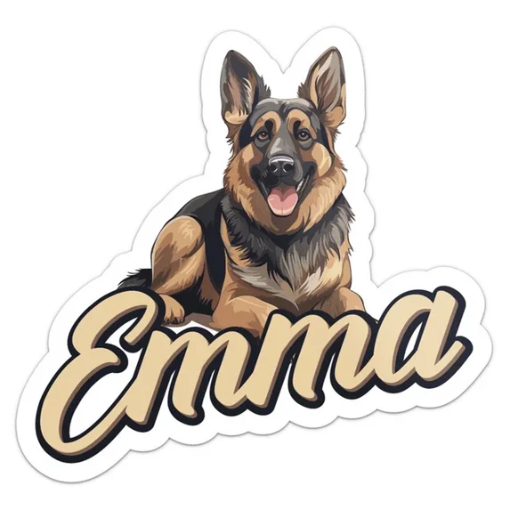 German Shepherd Dog Emma Sticker Phone Decal Water Bottle Stickers Car ...