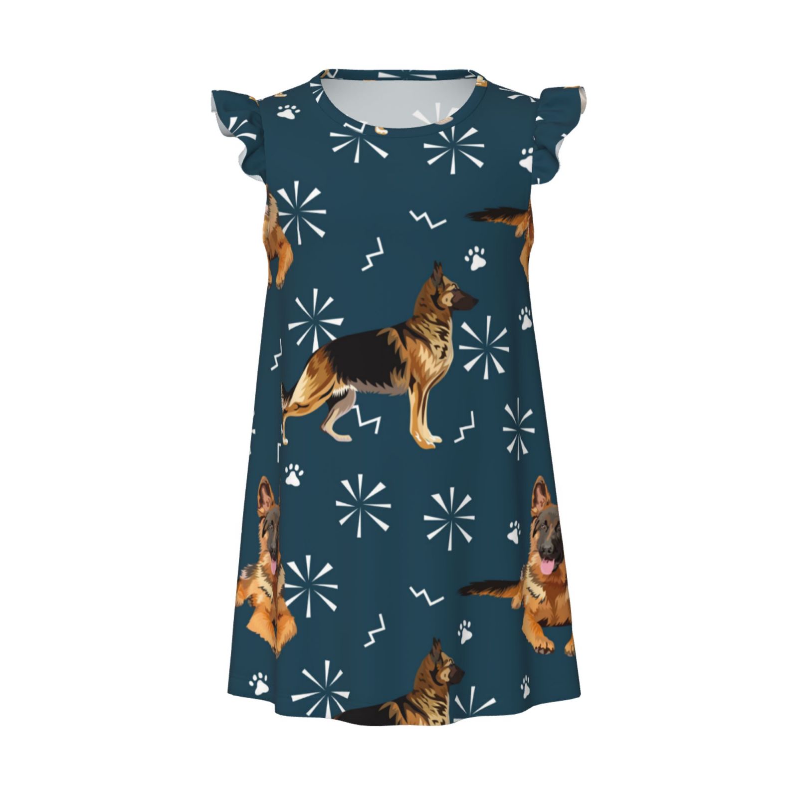 German Shepherd Dog Footprint Girls Nightgowns, Pajamas for Girls, Soft ...