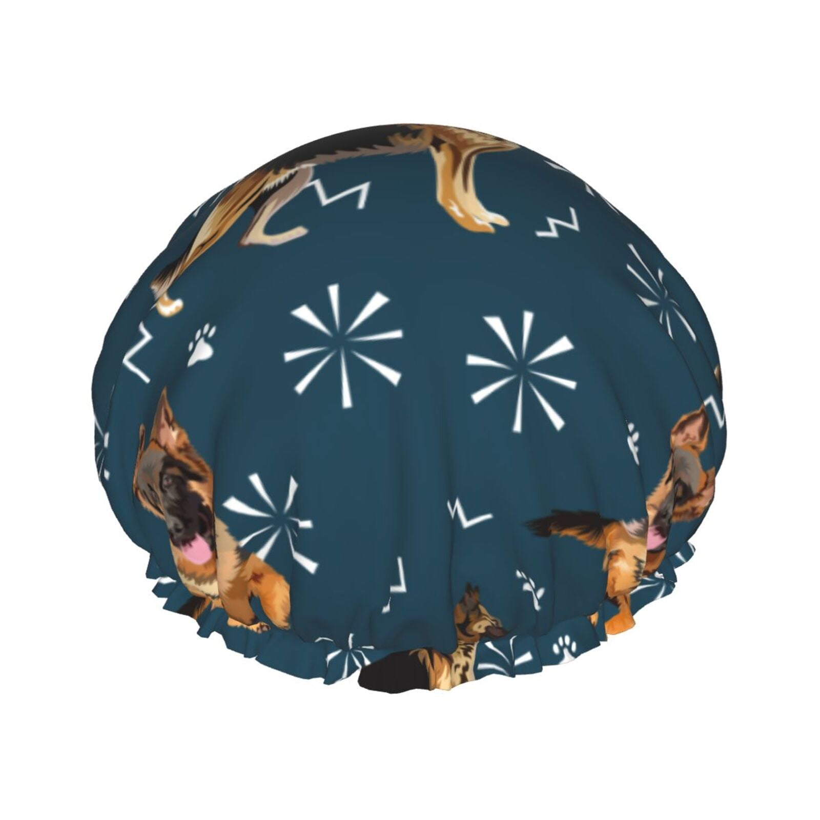German Shepherd Dog Footprint Shower Cap, Reusable Bath Hair Hat for ...