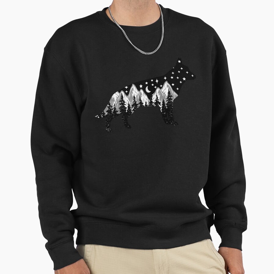 German Shepherd Dog Lover Night Mountain Graphic Unisex Sweatshirt ...